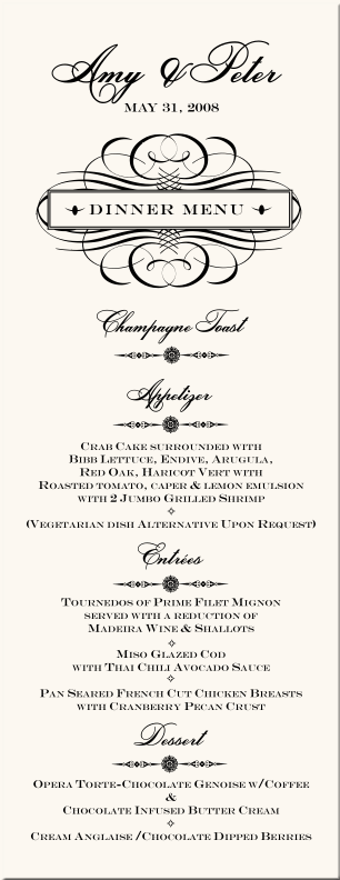 Flourish Monogram Menu Cards-Custom Monogram Designs-Monogram Design ...