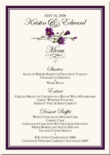Wedding Menu Cards-Vintage Monogram Menu Cards-Special Event Menu Cards ...
