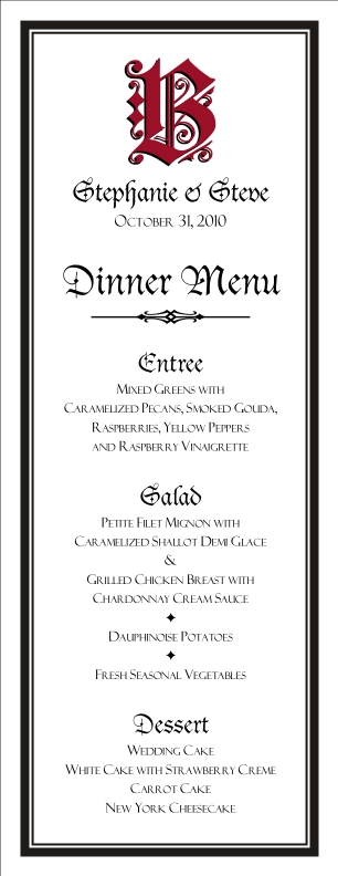 Wedding Menu Cards-Vintage Monogram Menu Cards-Special Event Menu Cards ...