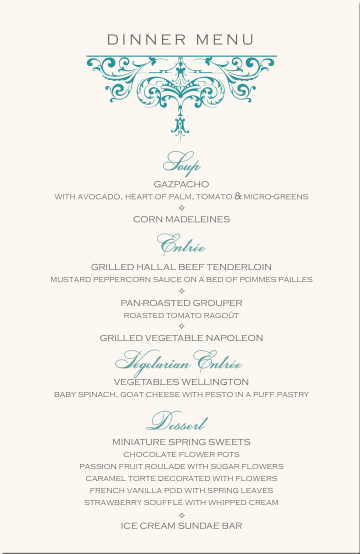 Wedding Menu Cards-Vintage Monogram Menu Cards-Special Event Menu Cards ...