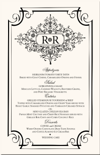 Wedding Menu Cards-Vintage Monogram Menu Cards-Special Event Menu Cards ...