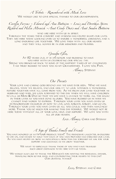 Wedding Programs-Wedding Program Wording-Program Samples-Program ...