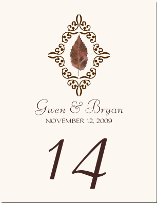 Fall Wedding Table Numbers with Leaves