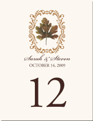 Fall Wedding Table Numbers with Leaves