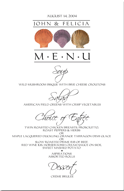 Seashell Menu Cards-Beach Wedding Menu Cards-Tropical Fish Wedding ...