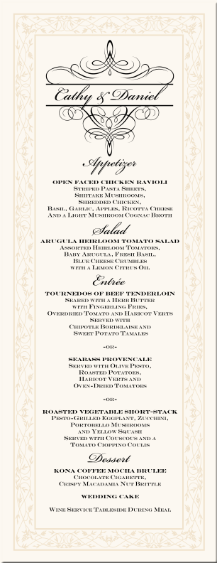Flourish Monogram Menu Cards-Custom Monogram Designs-Monogram Design ...