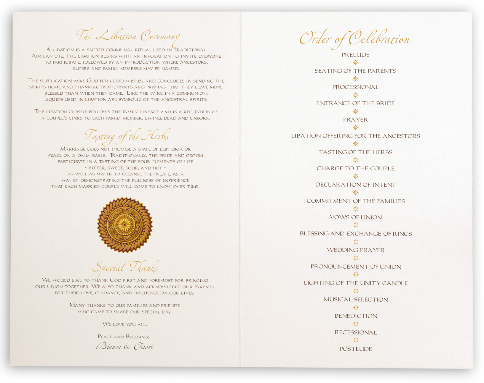 Akoma African Adinkra Wedding Programs, Wedding Ceremony Programs ...