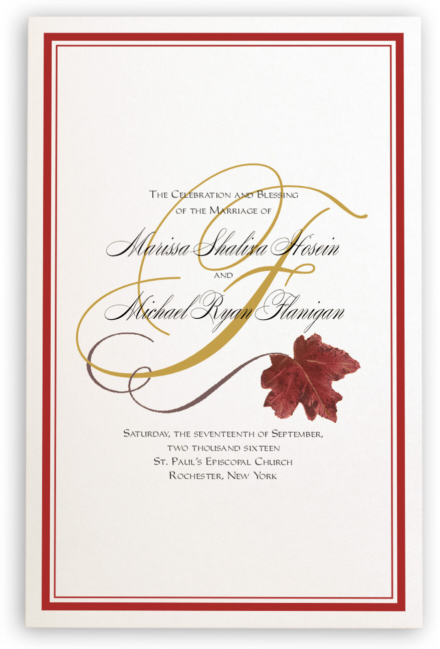 Red Maple Wispy Leaf Flourish Fall Wedding Program and Church Programs ...