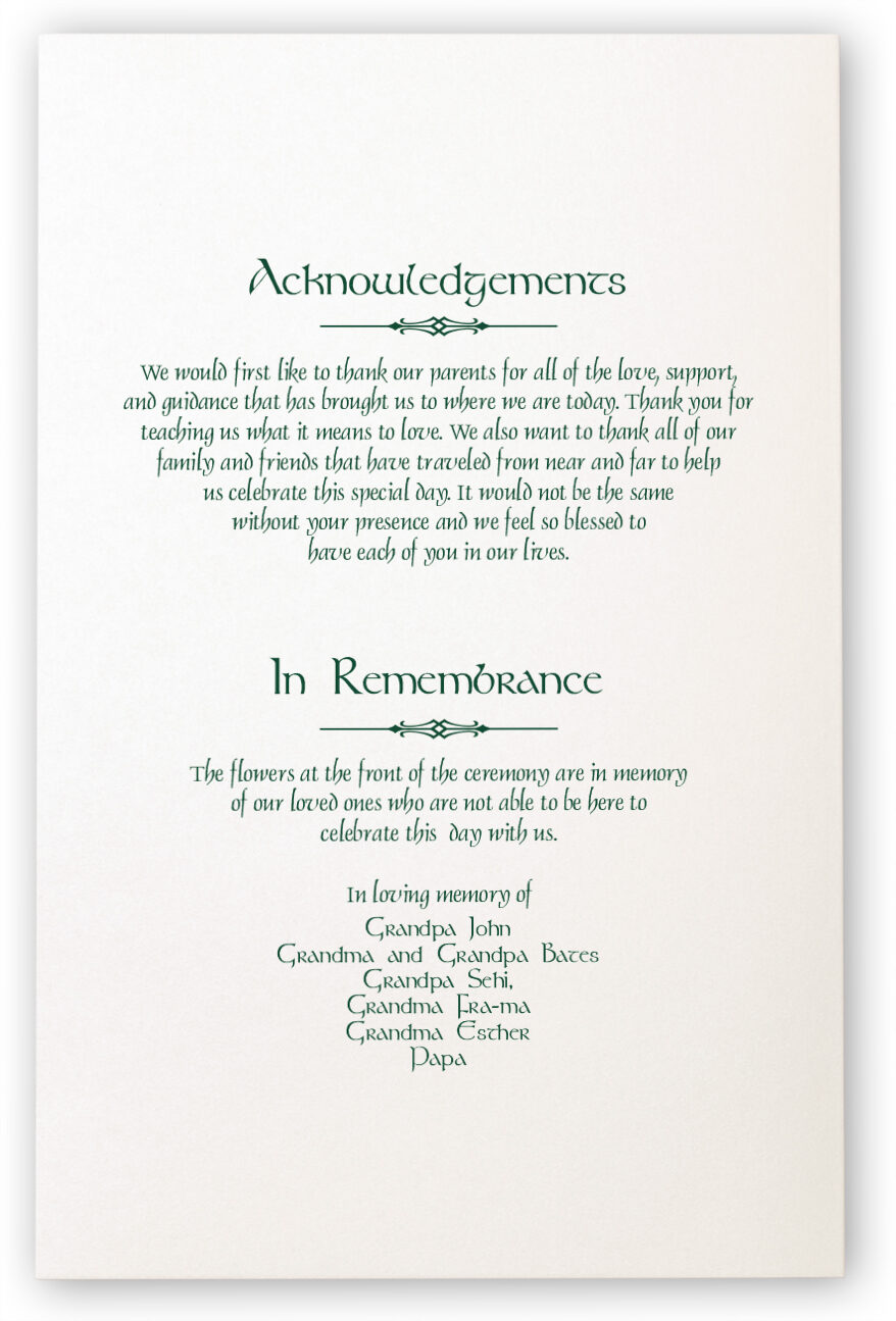 Celtic and Irish Wispy Shamrock Wedding Programs and Church Programs ...