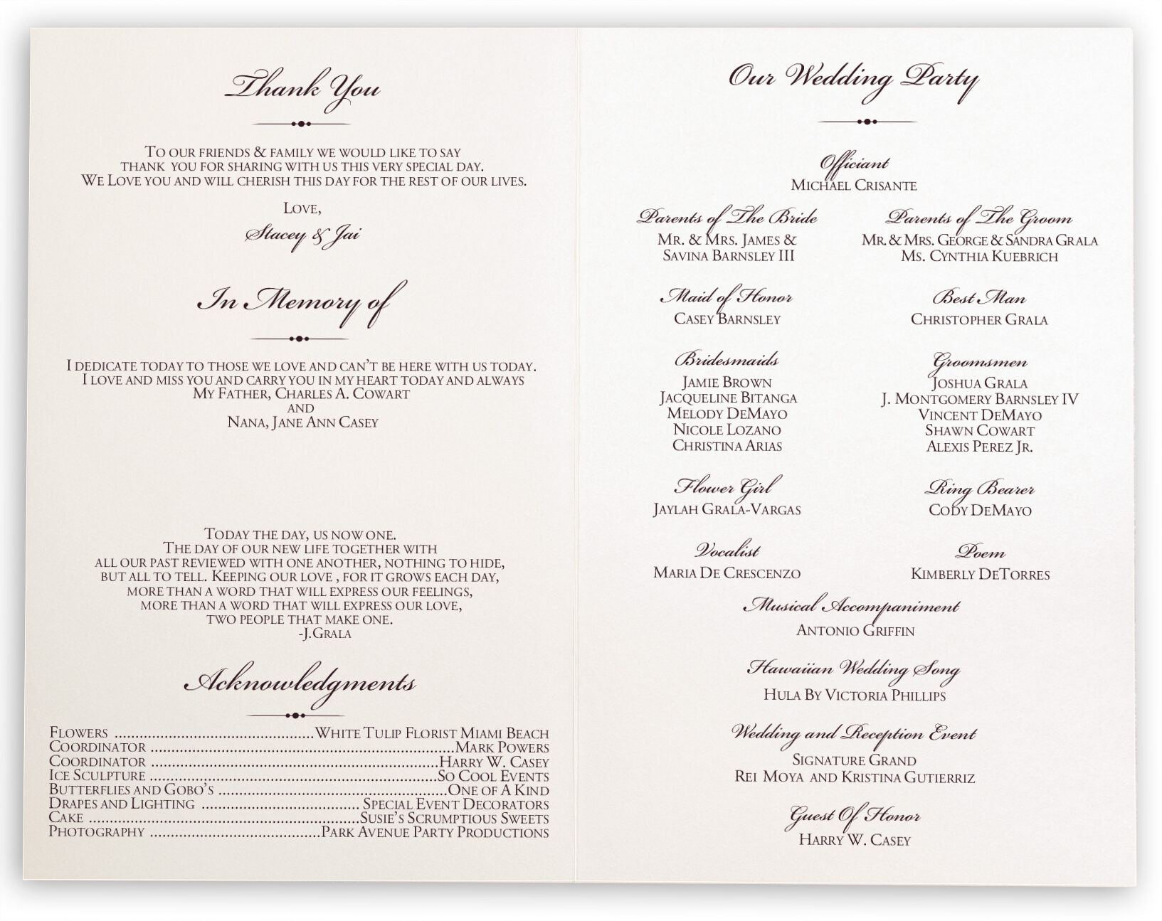 Wine Themed Wedding Programs for Vineyard Weddings with Grapes Graphic ...