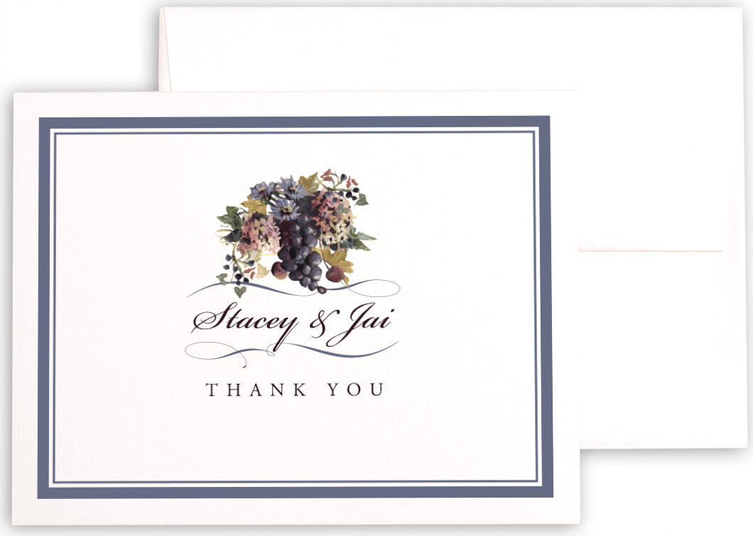 Vineyard Themed Thank You Notes with Grapes Graphics - Documents and ...