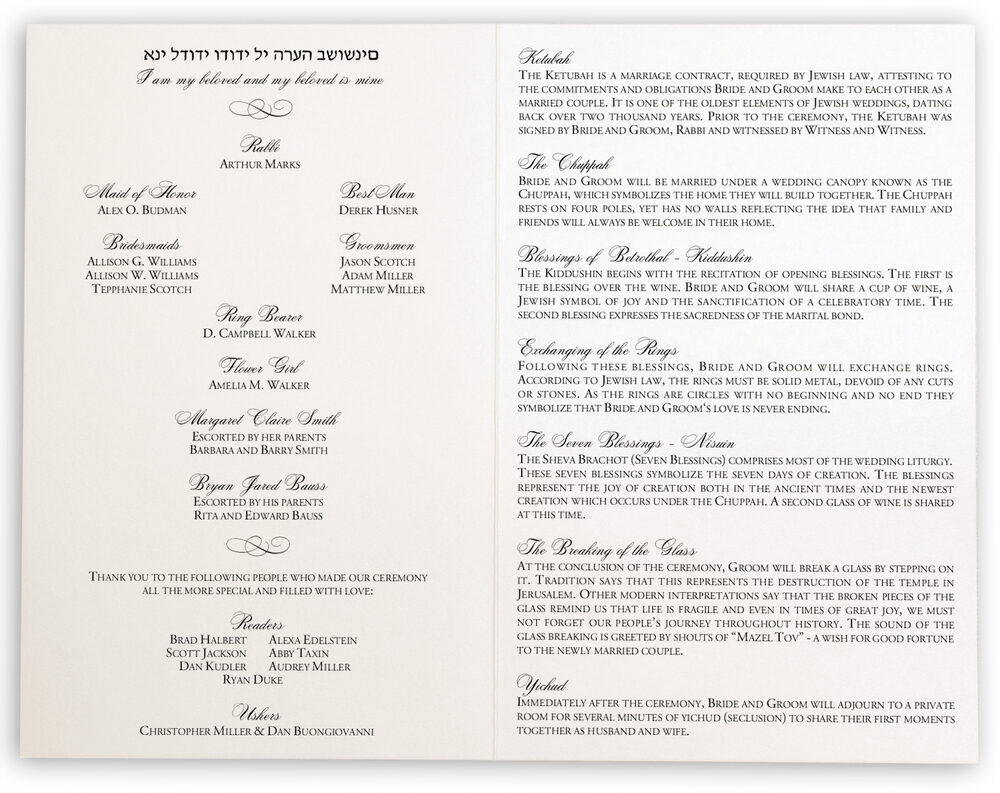 Hand of Miriam Jewish Wedding Ceremony Programs with Hamsa and Jewish ...