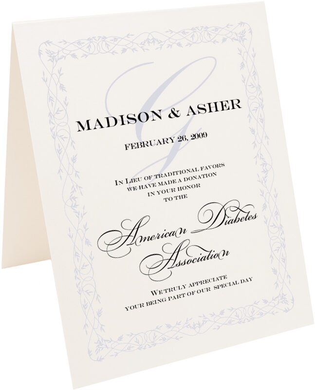 Wedding Donation Card Charity Card Wedding Favor | Classic 11 ...