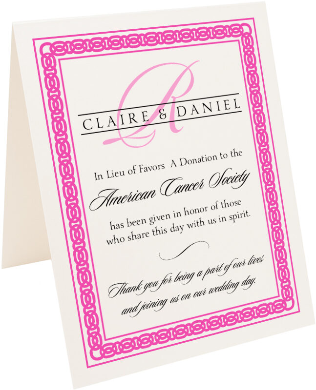 Wedding Donation Card Charity Card Wedding Favor | Classic 15 ...