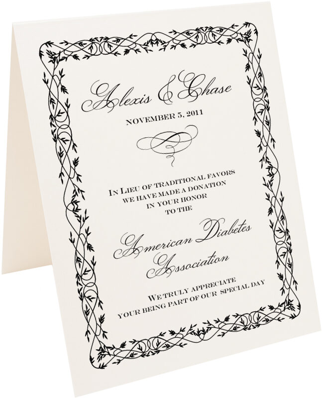 Wedding Donation Card Charity Card Wedding Favor | Classic 3 Charitable ...