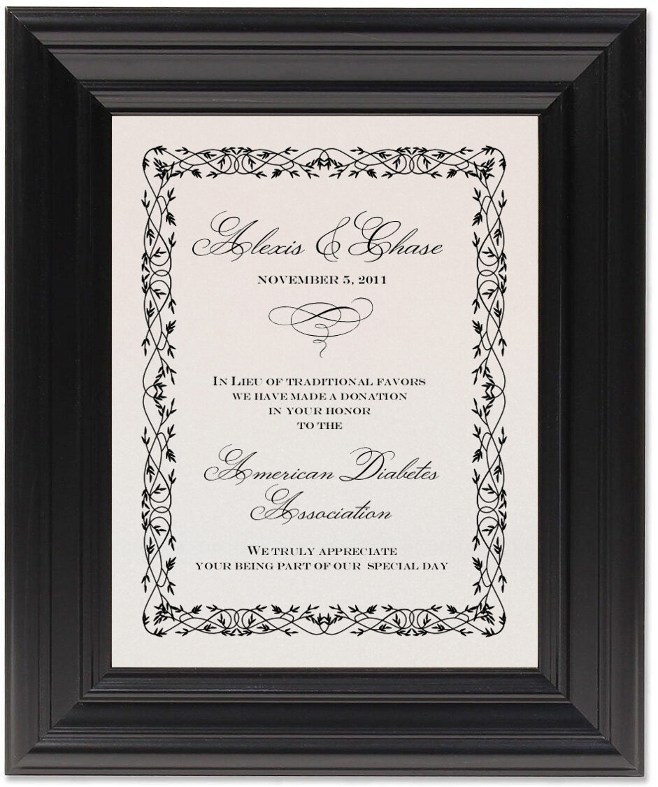 Wedding Donation Card Charity Card Wedding Favor | Classic 3 Charitable ...