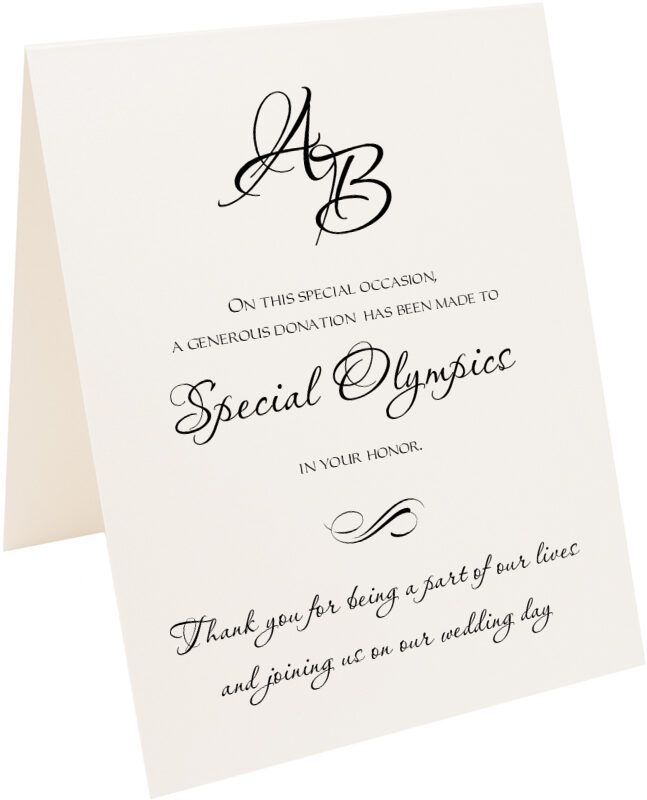 Wedding Donation Card Charity Card Wedding Favor | Classic 5 Charitable ...