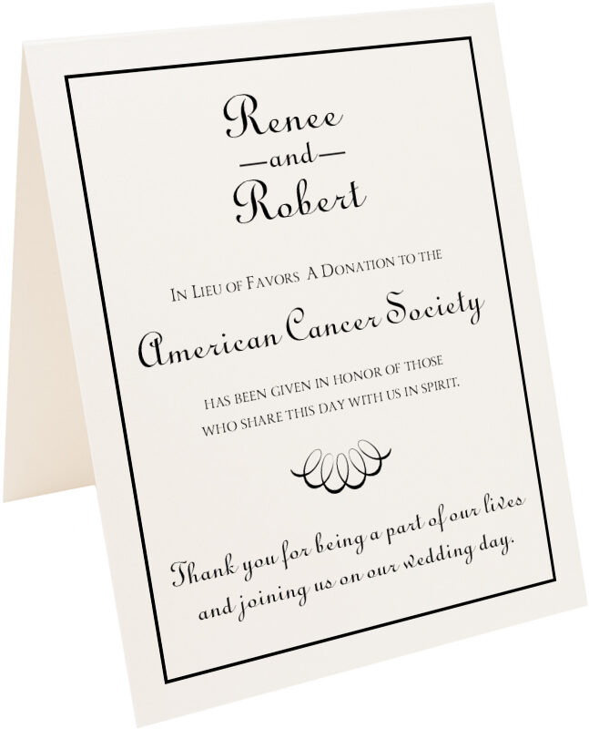 Wedding Donation Card Charity Card Wedding Favor | Classic 8 Charitable ...