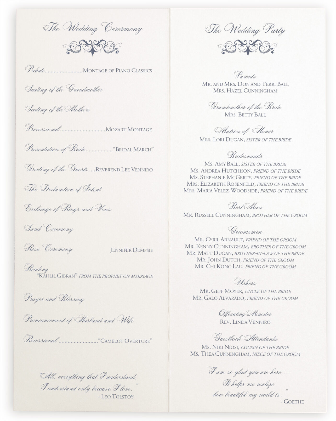 Vintage Wedding Programs | Wedding Ceremony Programs & Wedding Church ...