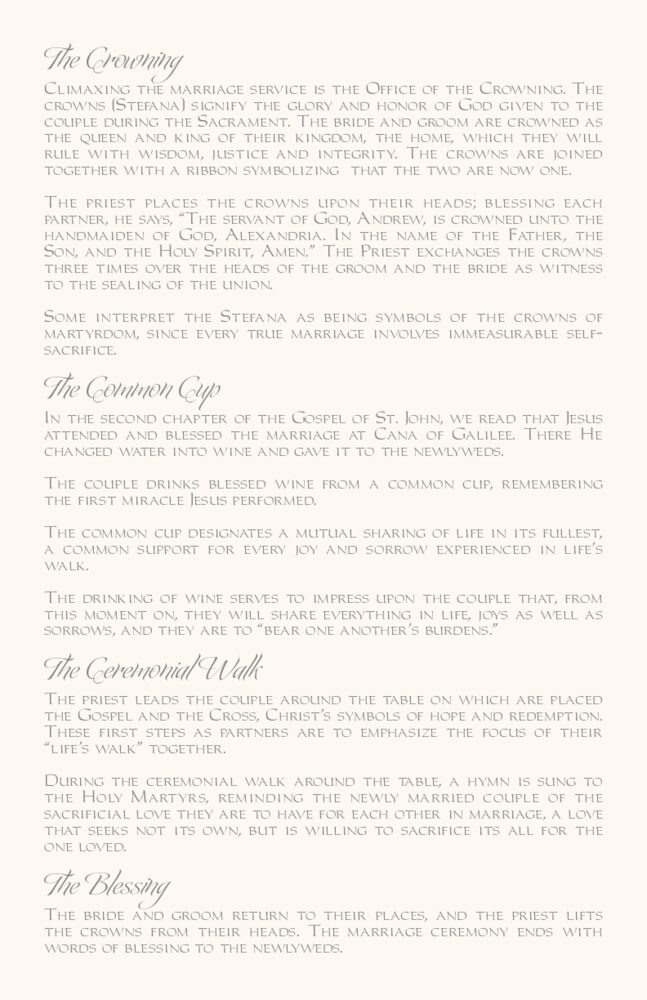 Orthodox Wedding Ceremony Church Program, Greek Orthodox and Russian ...