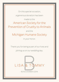 Custom Wedding Donation Cards for your Charity Favors and Charitable ...