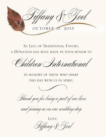 Custom Wedding Donation Cards for your Charity Favors and Charitable ...