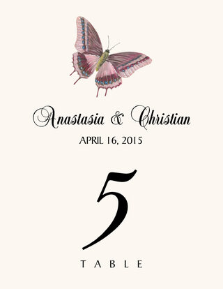 Butterfly Assortment Painting Spring/Summer Wedding Table Number Cards ...