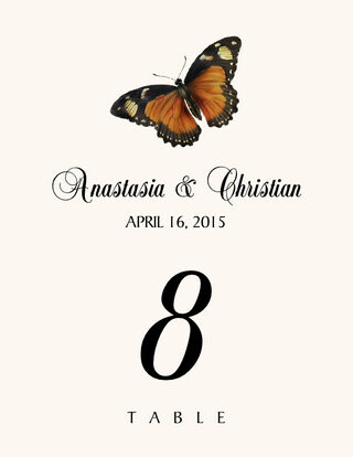 Butterfly Assortment Painting Spring/Summer Wedding Table Number Cards ...