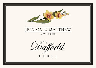 Assorted Flowers and Monogram Spring and Summer Wedding Table Name ...