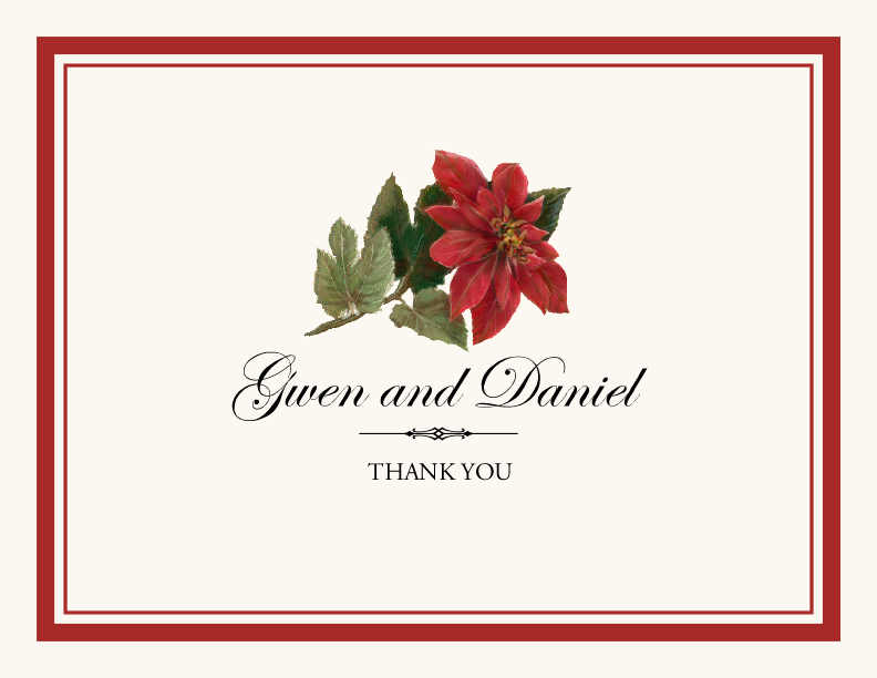 Poinsettia Winter, Christmas, and Holiday Thank You Notes, Personalized ...